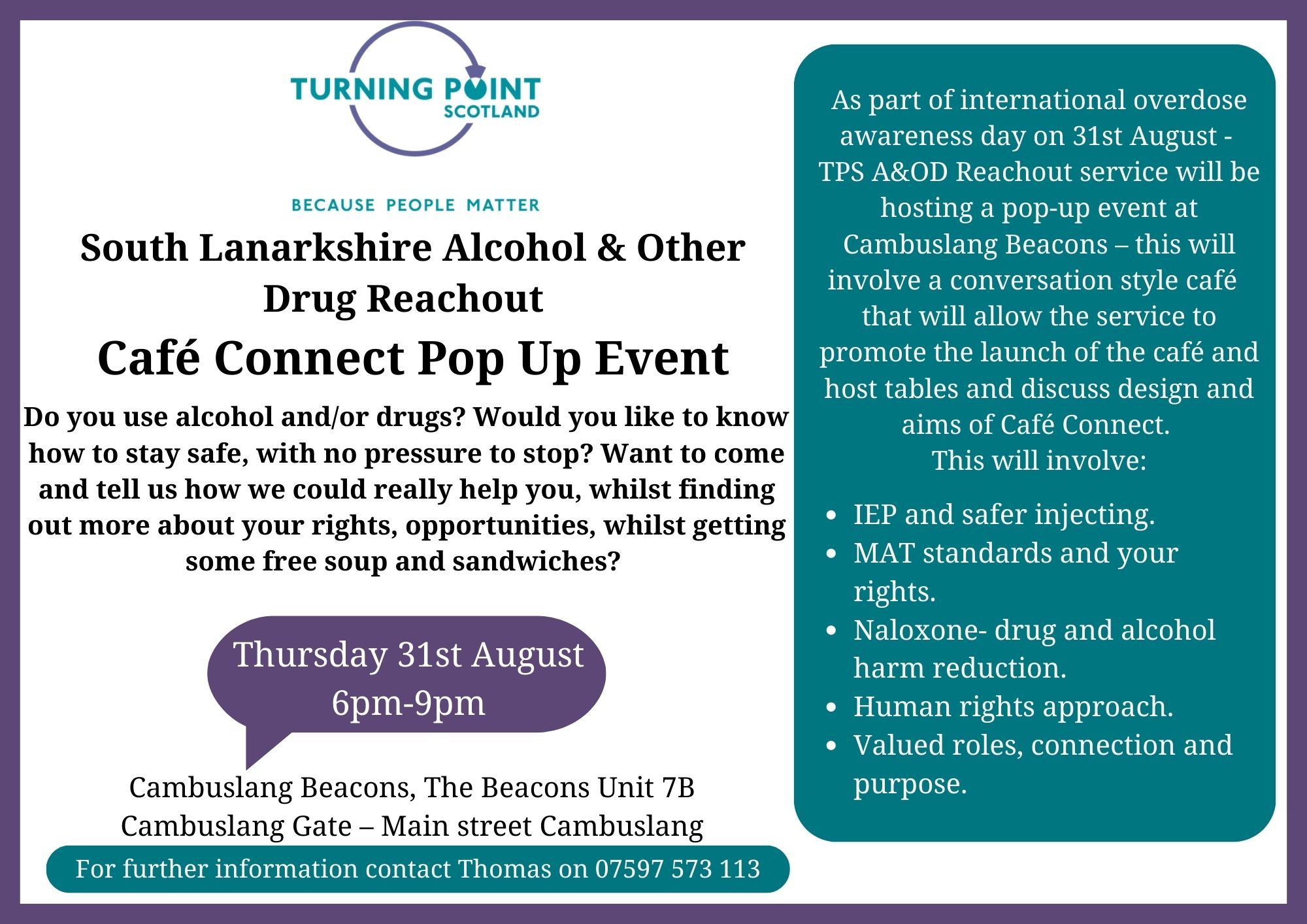TPS Cafe Connect Pop up Event – South Lanarkshire ADP